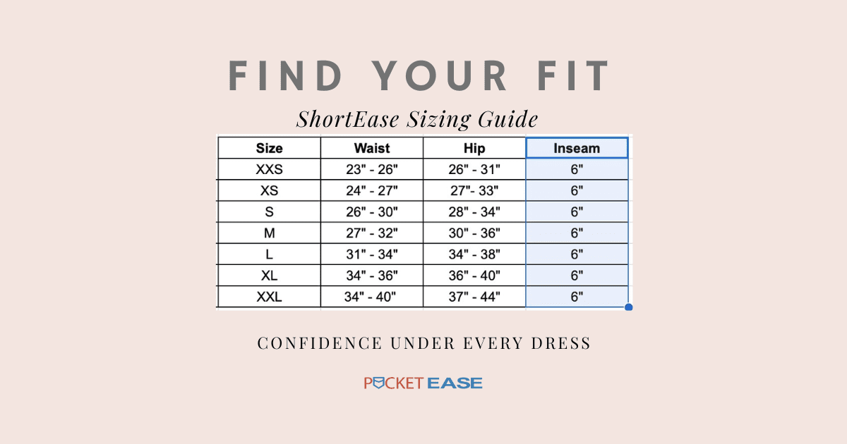 Find Your Fit | ShortEase Sizing Guide by Pocketease